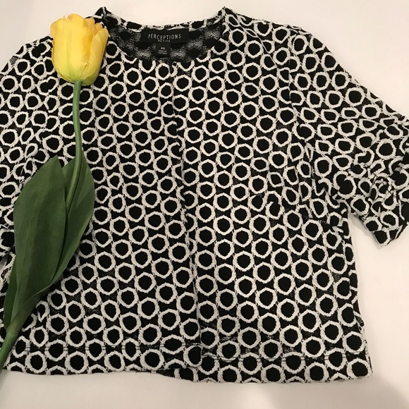 Perceptions | Sweaters | Perceptions Black And White Lace Shrug | Poshmark